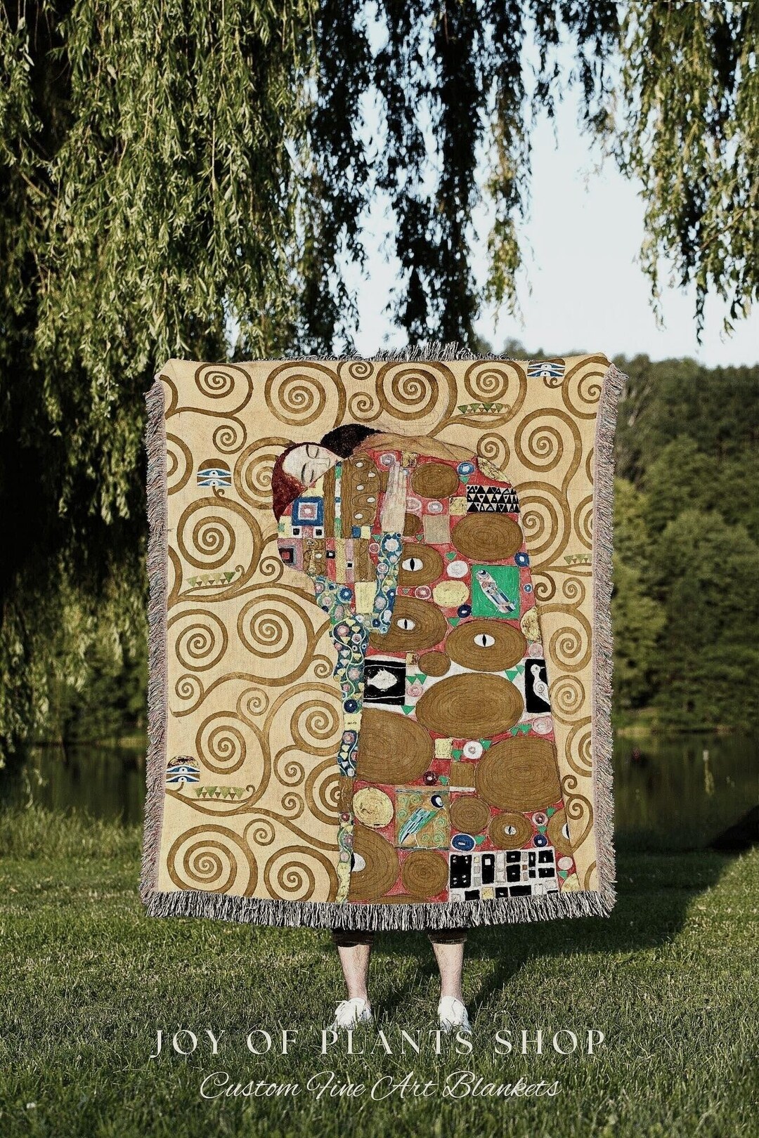 Gustav Klimt Lovers Painting Woven Blanket Fine Art | Gustav Klimt Wall ...