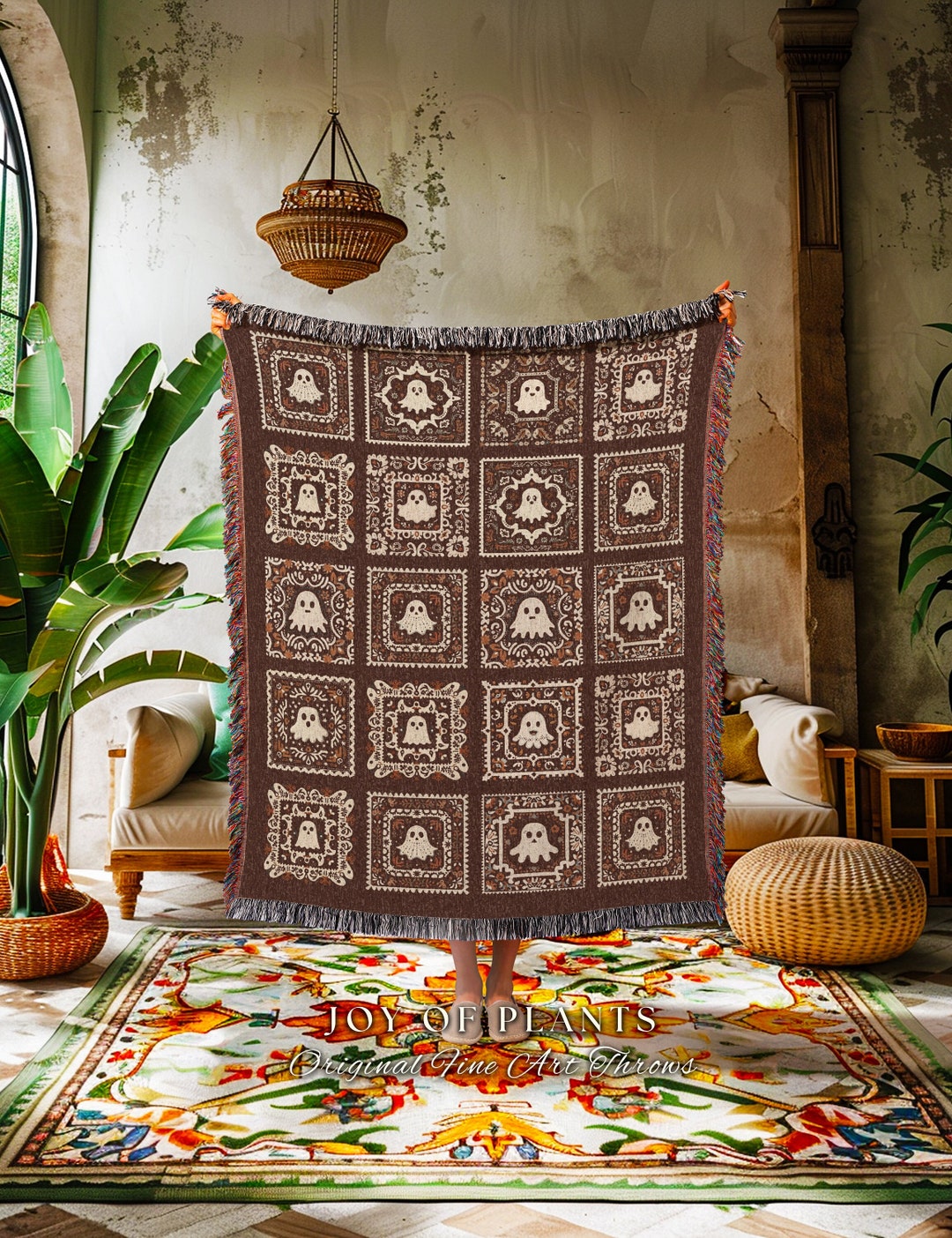 Chocolate Brown Cute Ghost Tapestry | Ghost Love Housewarming Gift ...
