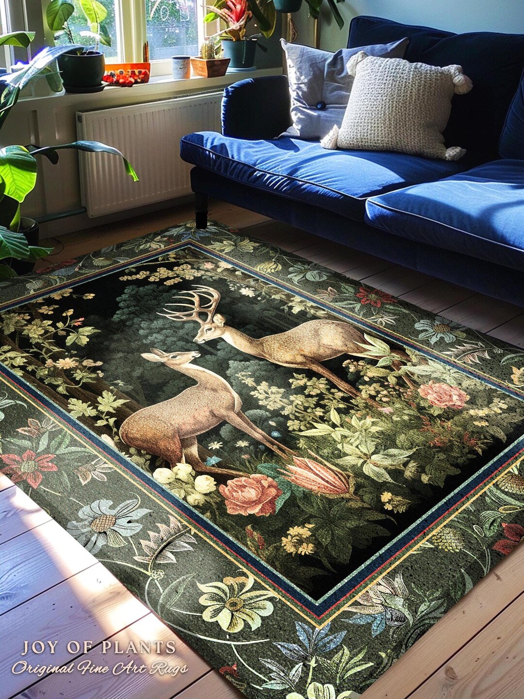 Mystic Woodland Forest Deer Area Rug | Spirit Animal Ethereal Earthy ...