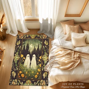Woodland Ghost Couple Rug Spooky Dark Forest Whimsical Floral Decor ...