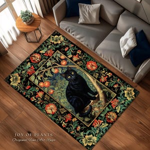 Black Cat Area Rug | Dark Woodland Aesthetic Cat Lover Decor William ...