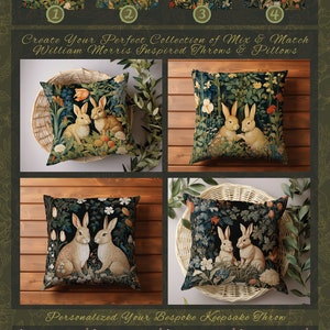 Botanical Bunnies Woven Pillow | Botanical William Morris Inspired ...
