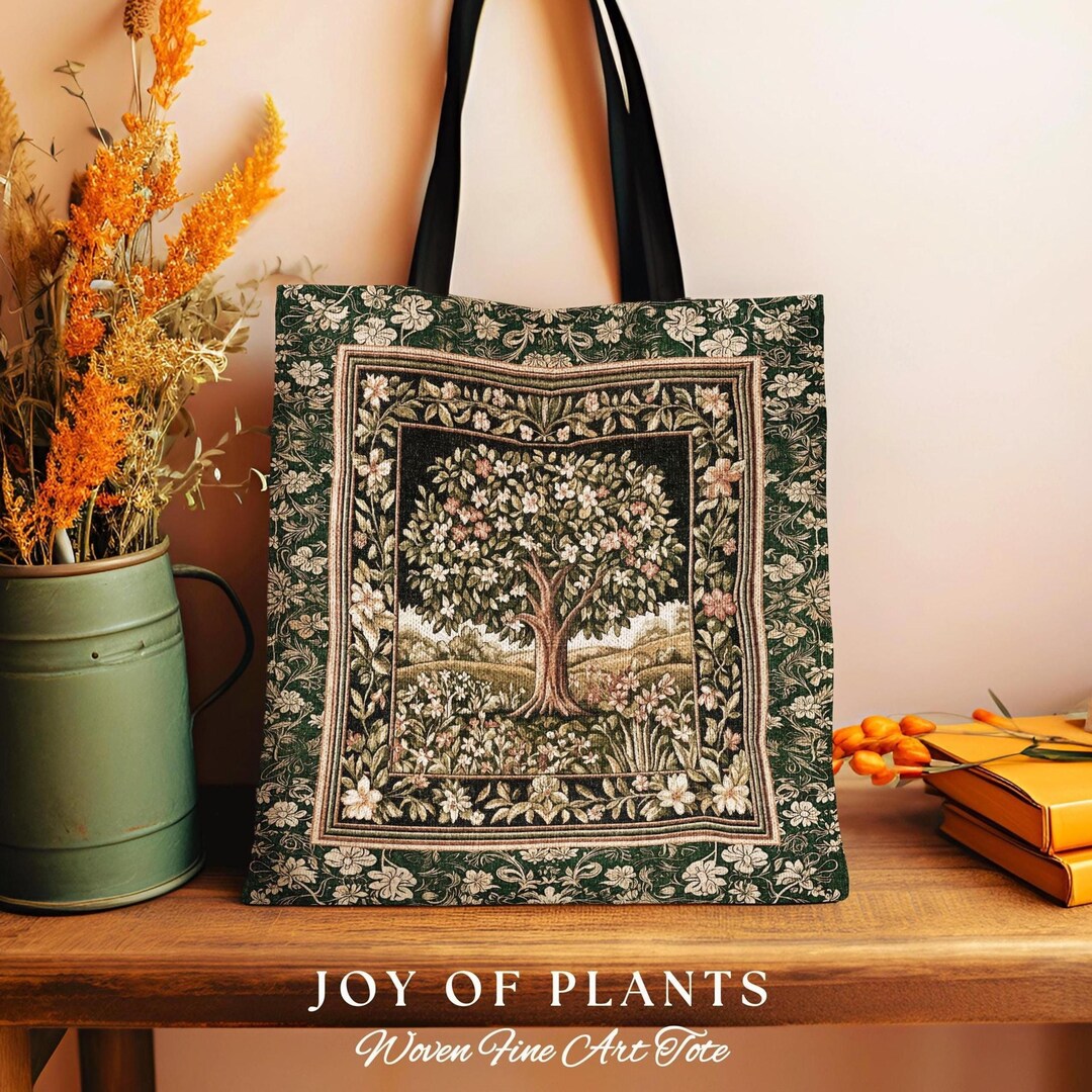 Botanical Tree of Life Tote Bag | Ornate Floral Heritage Decor Vintage ...