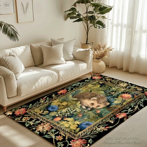 Hedgehog Botanical Rug | Woodland Bedroom Decor William Morris Inspired ...