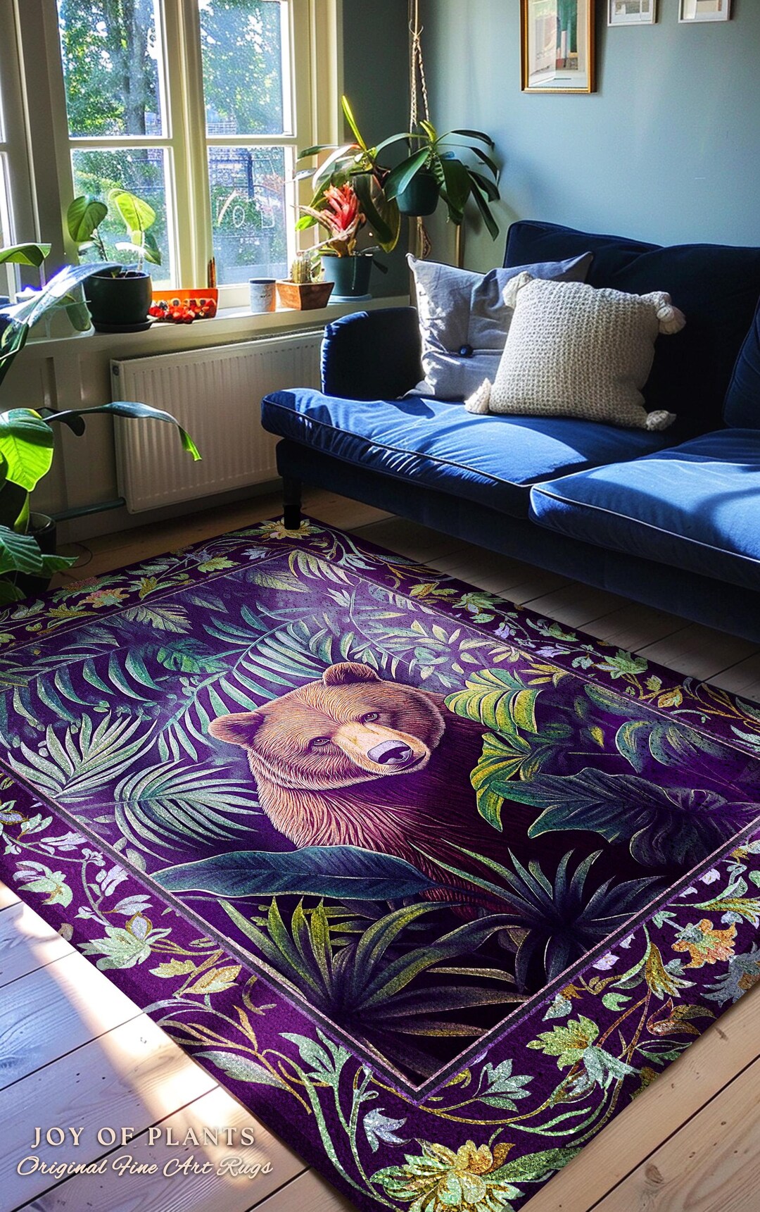 Whimsical Woodland Mystical Bear Forest Rug Enchanted Botanical ...