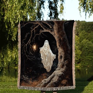 Woodland Gothic Ghost Tapestry Occult Room Decor Woven Blanket Spooky ...