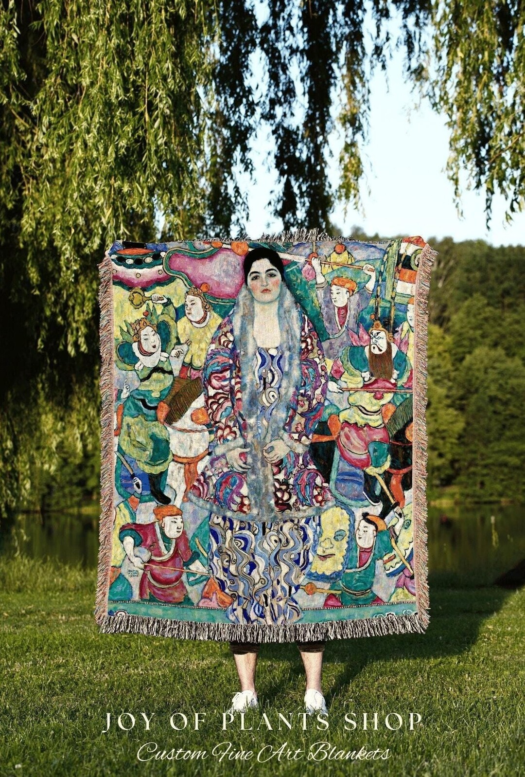 Klimt Tapestry | Gustav Klimt Print Woven Throw Blanket | 'portrait of ...