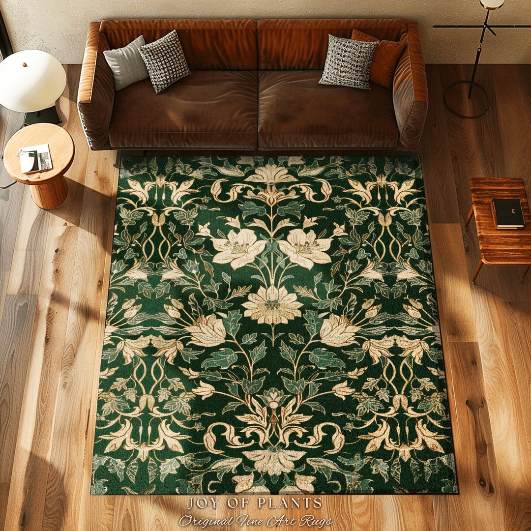 Soft Cottagecore Vintage Botanical Rug Boho Bedroom Decor | Retro ...