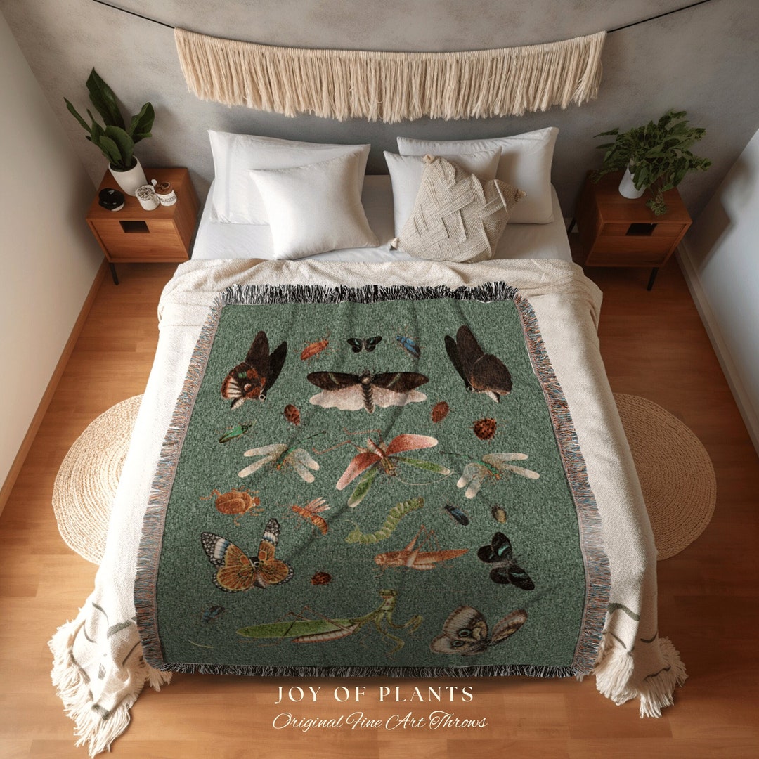 Sage Green Moth Tapestry Woven Butterfly Blanket Woven Bug - Etsy
