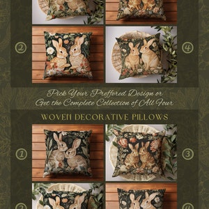 Rabbit Pillow Cottagecore Decor | Fairycore Woven Accent Pillow Boho ...