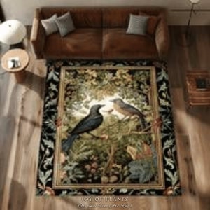 Woodland Birds Cottagecore Rug Crowcore Bedroom Decor William Morris ...