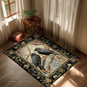 Floral Aesthetic Raven Rug | Crowcore Bedroom Decor William Morris ...