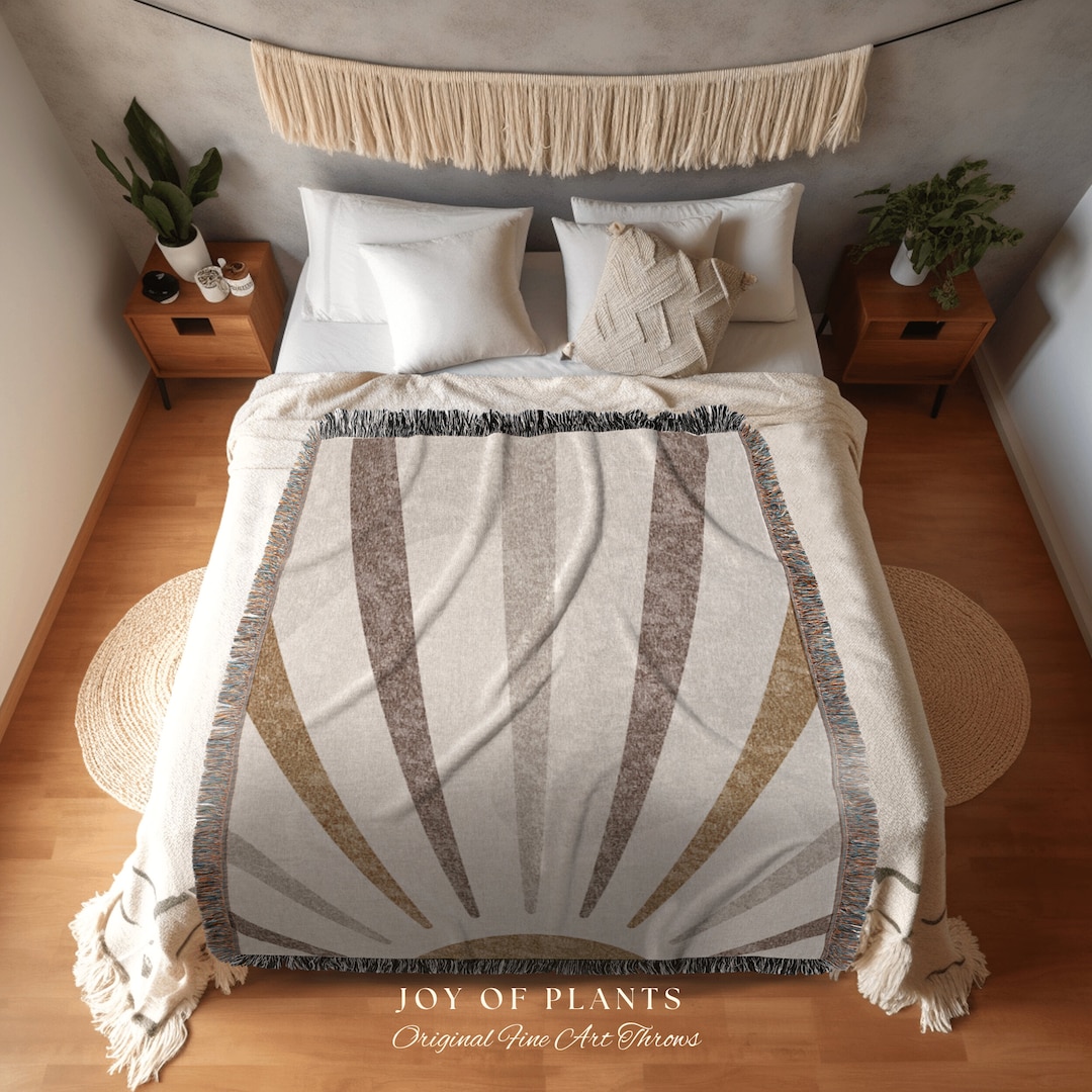Woven Blanket Throw Neutral Colors Boho Throw Blanket Woven Abstract ...