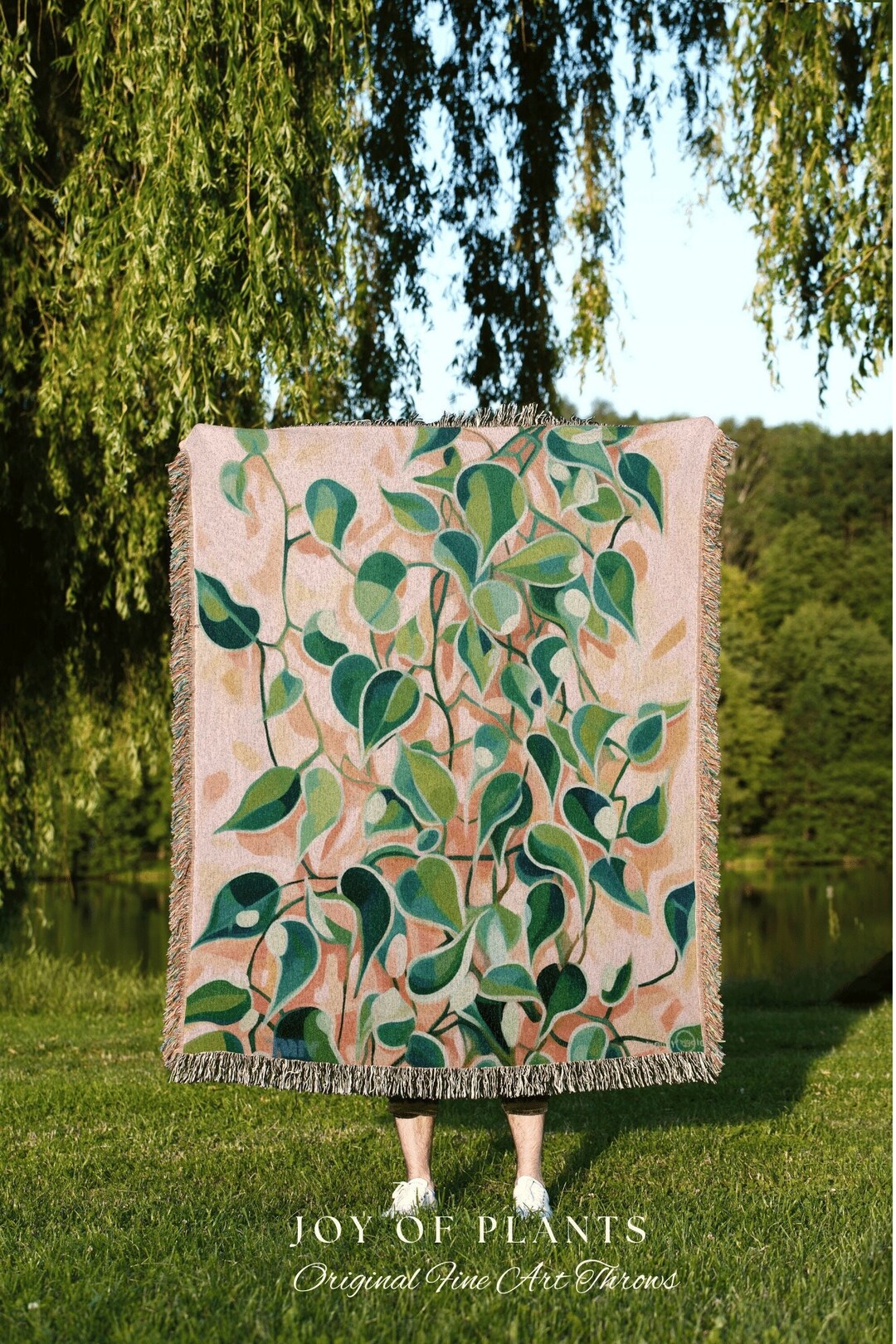 Whimsical Plant Throw Blanket Nature Inspired Blanket Woven Tapestry ...