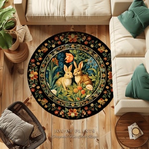 Bunnies in the Tulips Rug | Pastel Floral Bedroom Decor William Morris ...