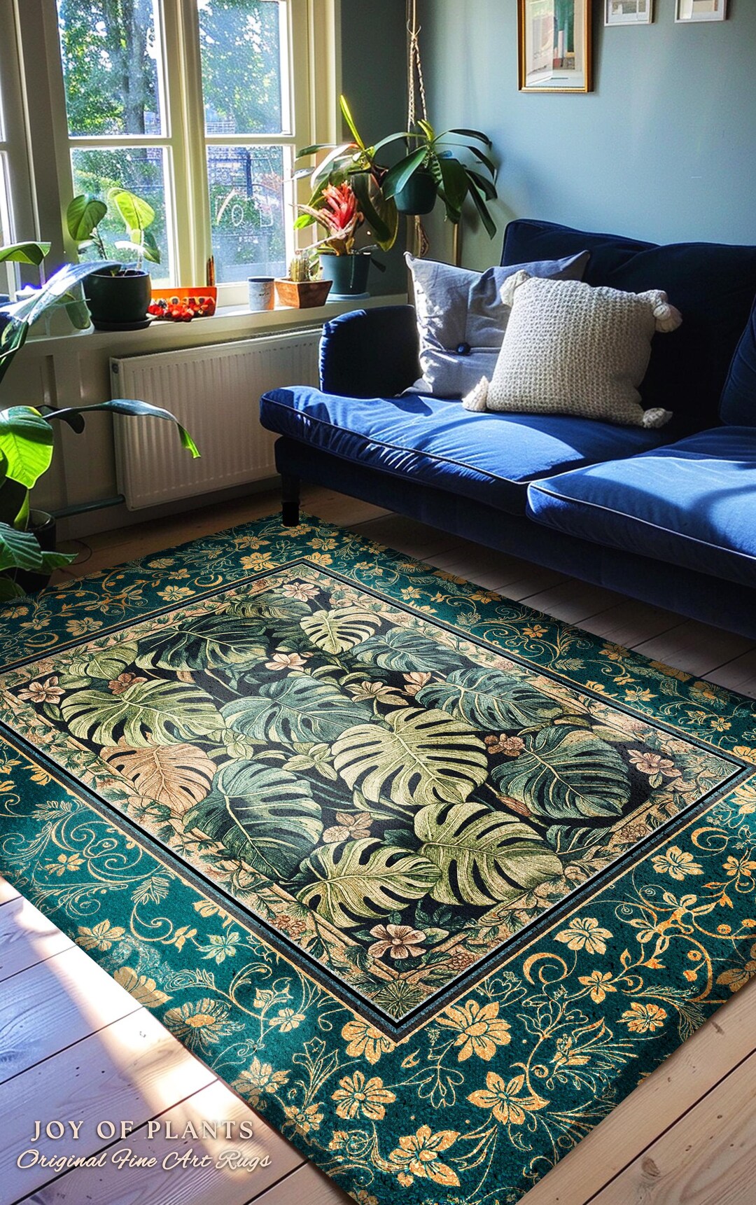 Nature Inspired Green Leaves Rug | Colorful Greenery Tropigoth Room ...
