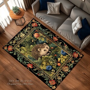Hedgehog Botanical Rug | Woodland Bedroom Decor William Morris Inspired ...