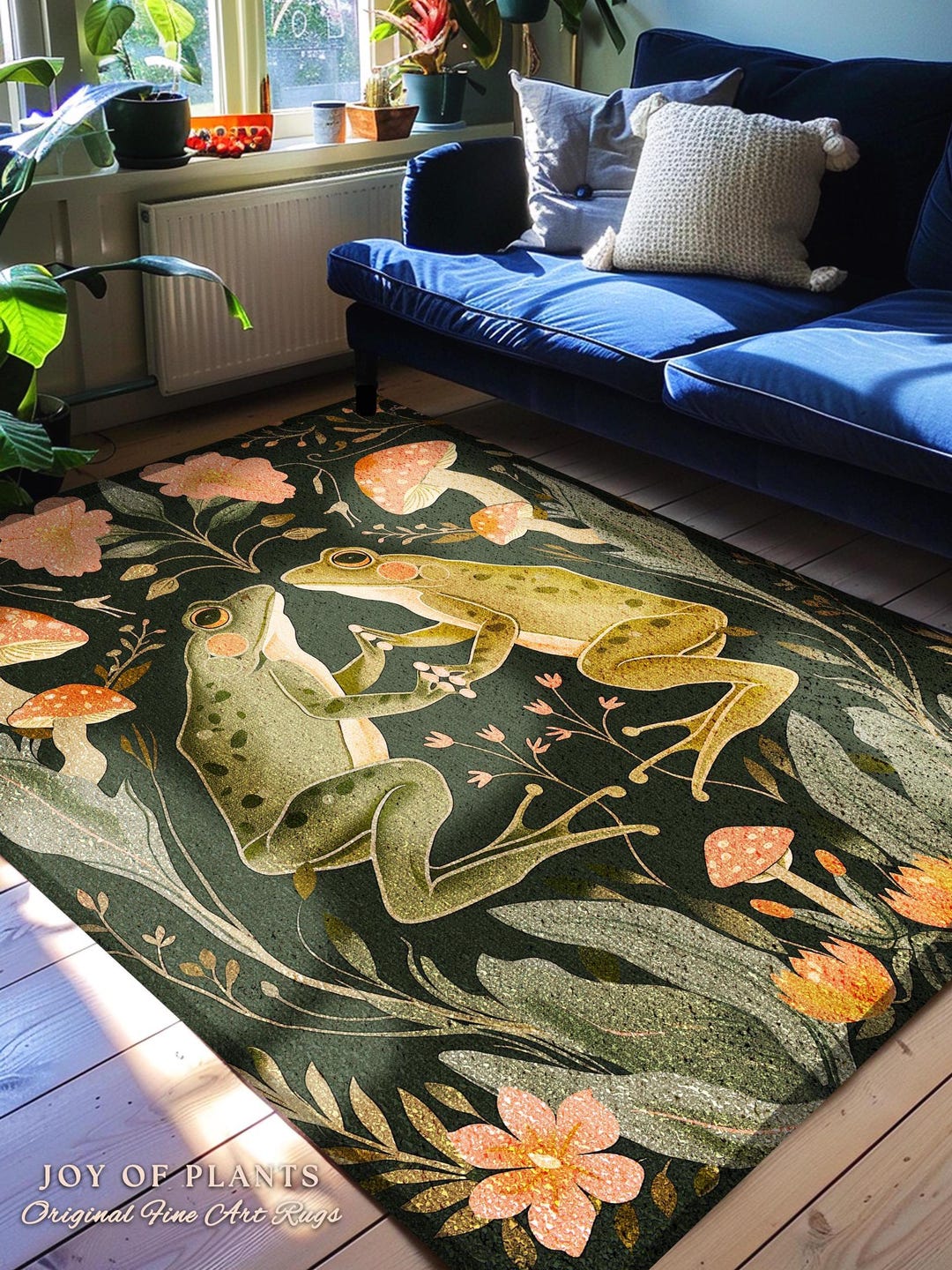 Scandinavian Frog & Toad Accent Rug | Folklore Cottagecore Rug Boho ...