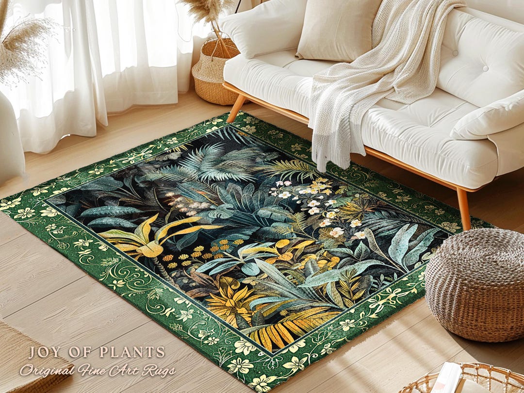 Jungle Leaves Botanical Area Rug | Tropical Jungle Nature Lover Book ...
