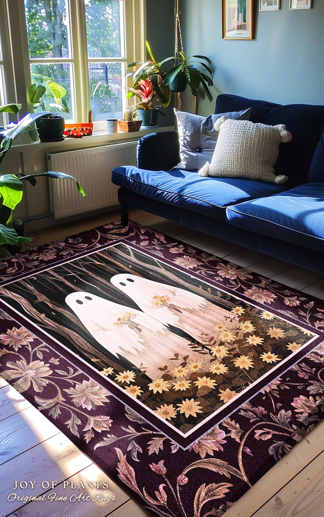 Whimsigoth Floral Ghost Rug Fairycore Enchanted Forest Decor | Spooky ...