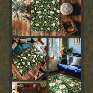 Maximalist Bedroom Rug Botanical | Elegant Room Decor Floral Aesthetic ...