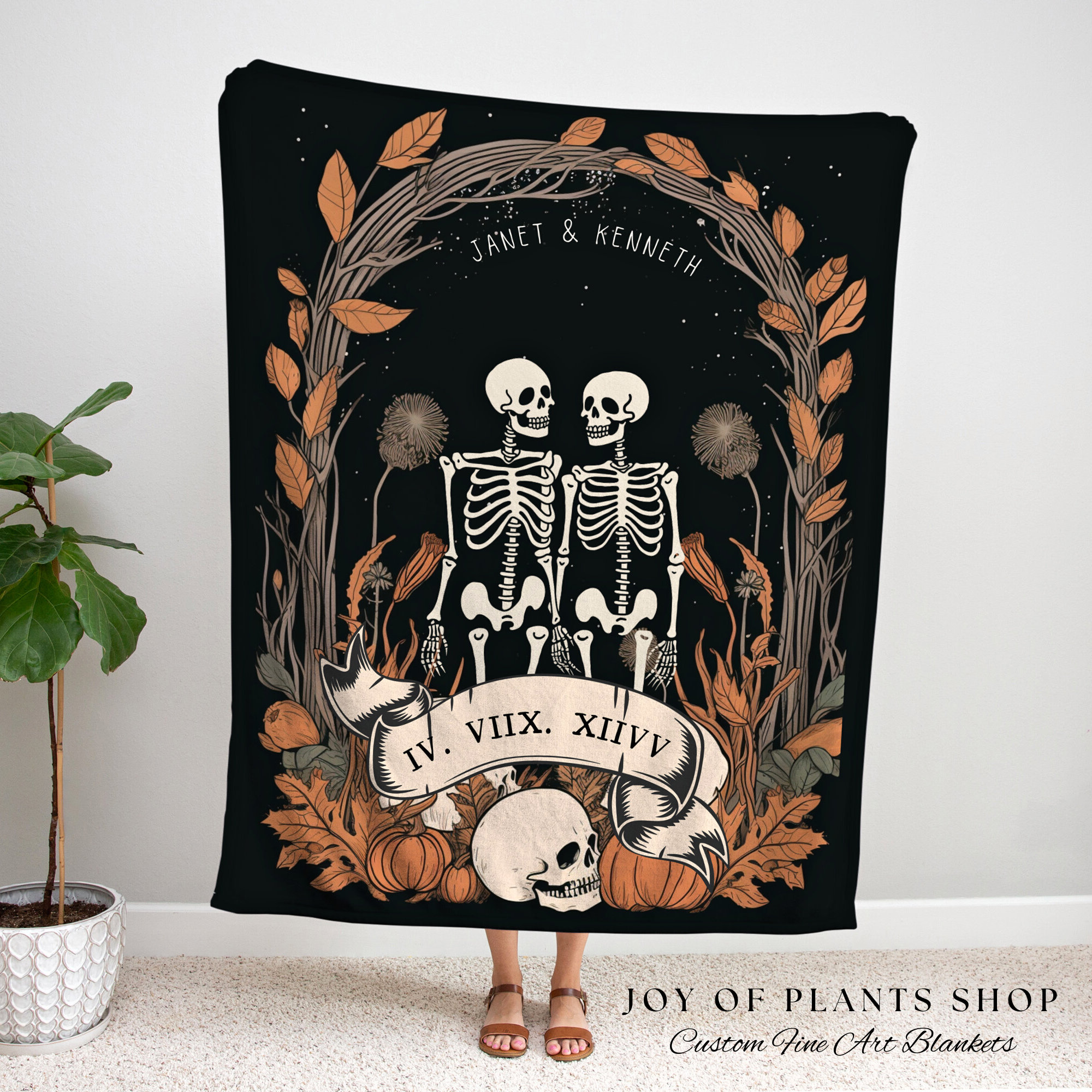 Goth Anniversary Blanket Personalized | Gothic Wedding Custom Blanket ...
