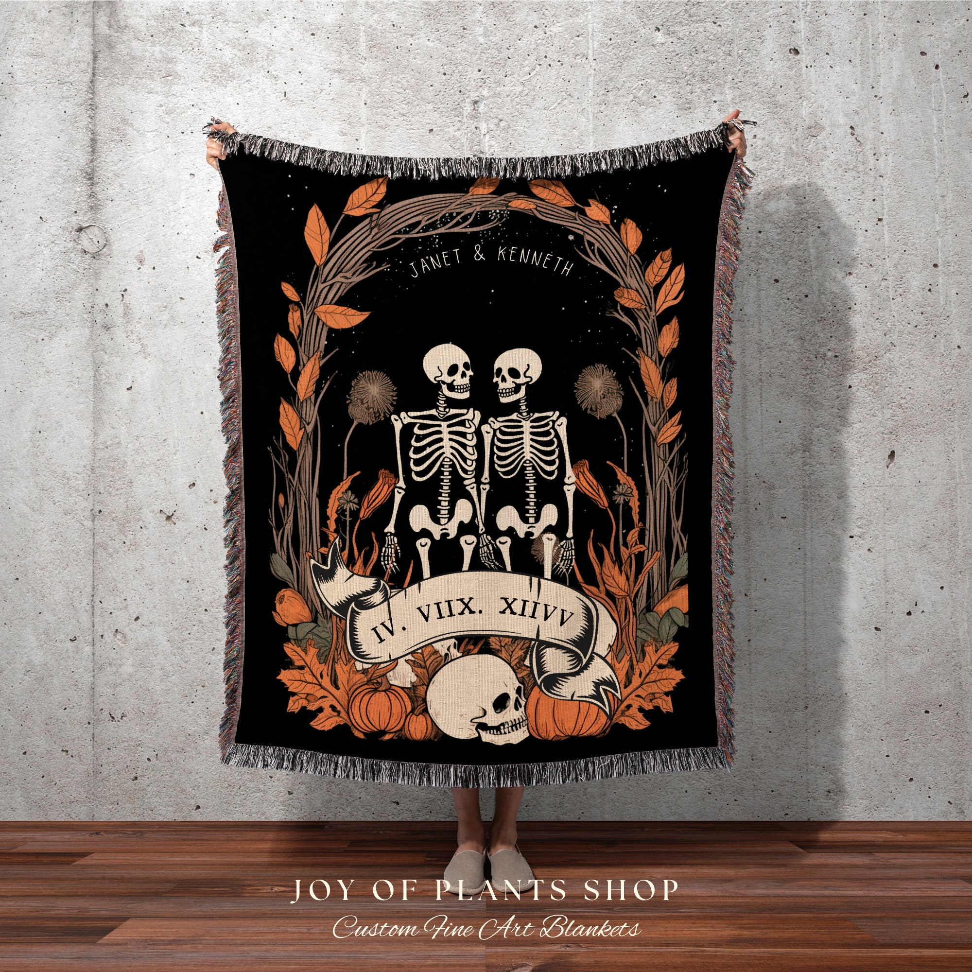 Goth Anniversary Blanket Personalized | Gothic Wedding Custom Blanket ...