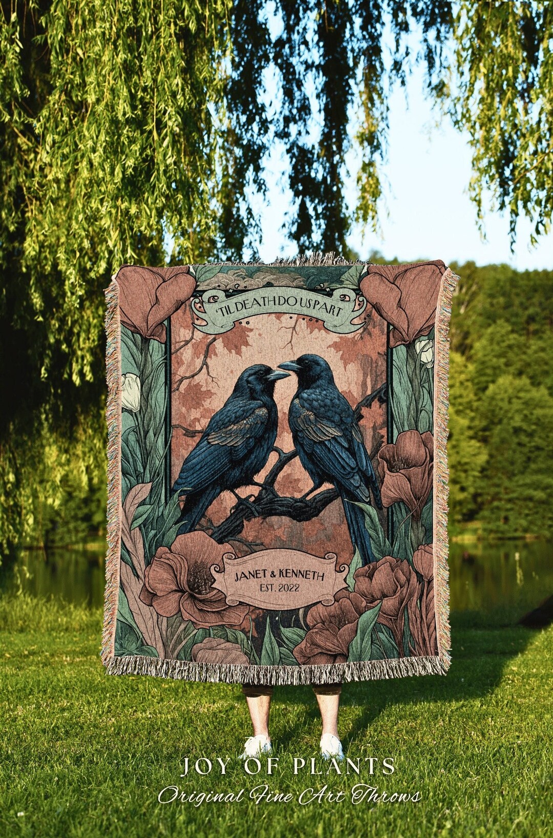 His and Hers Gothic Anniversary Blanket Crowcore Aesthetic Woven Throw ...