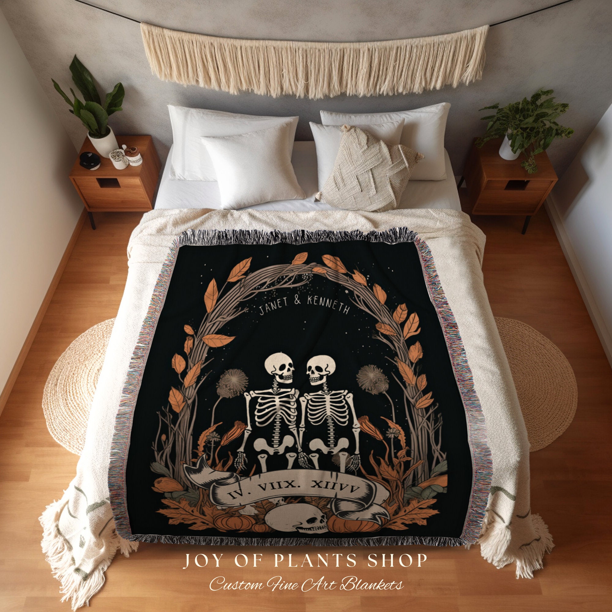 Goth Anniversary Blanket Personalized | Gothic Wedding Custom Blanket ...