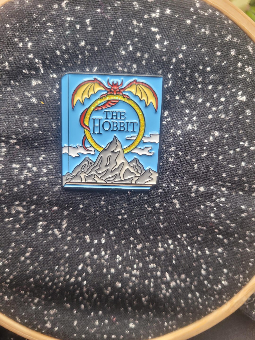 The Hobbit Book Cover Smaug Lonely Mountain Enamel Brooch Magnet Needle ...