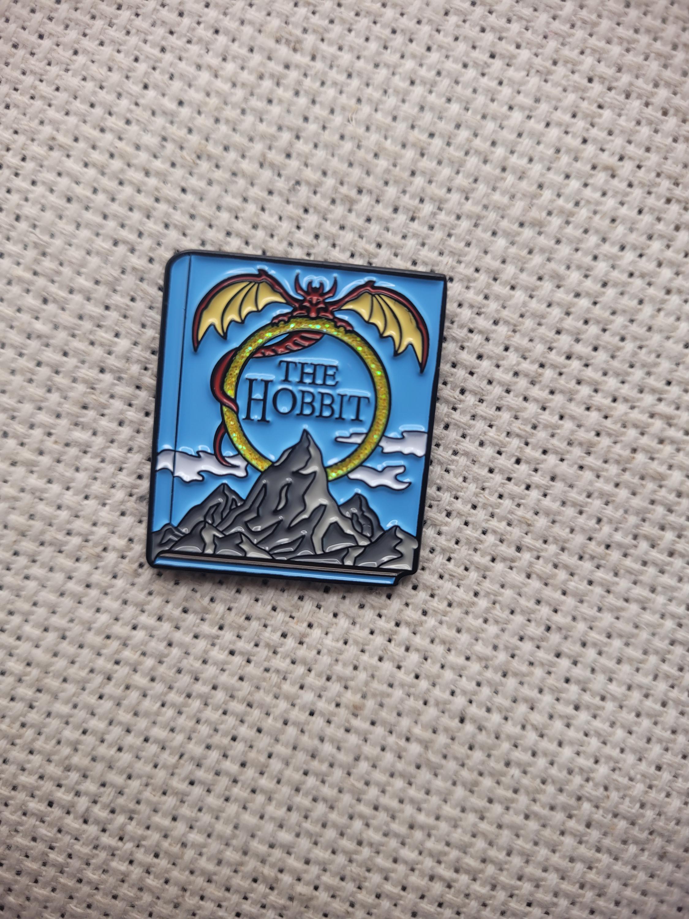 The Hobbit Book Cover Smaug Lonely Mountain Enamel Brooch Magnet Needle ...