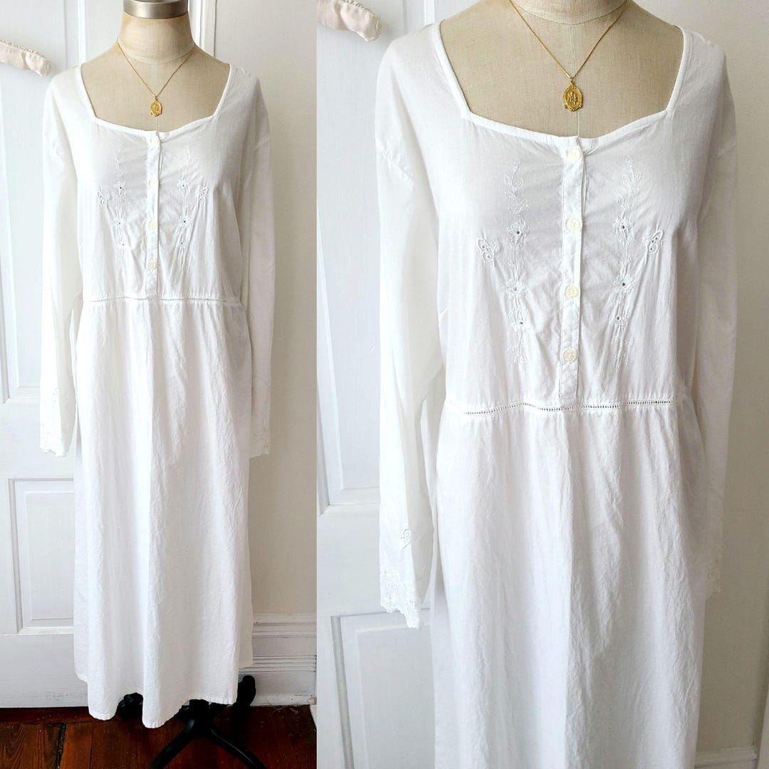 Vintage XXL Cotton Cottagecore Edwardian Nightgown - Etsy