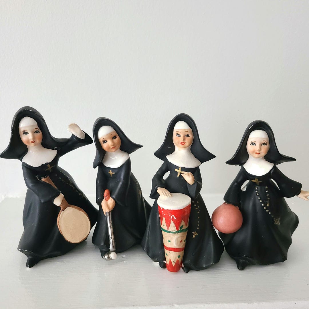 Vintage Napco Ware Ceramic Nun Figurines Musical Sports Japan - Etsy