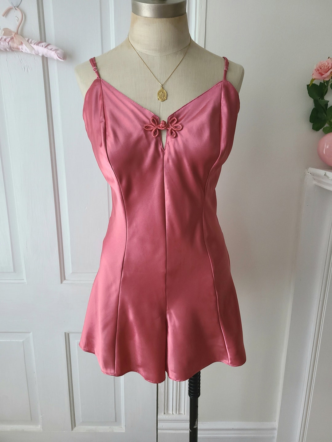 Vintage Satin Coquette Teddy Step-in Negligee Playsuit Romper - Etsy