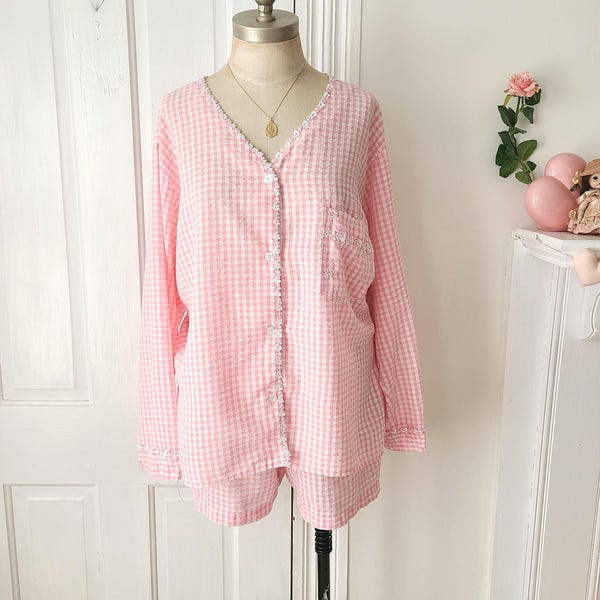 Pink Gingham Pajamas - Etsy