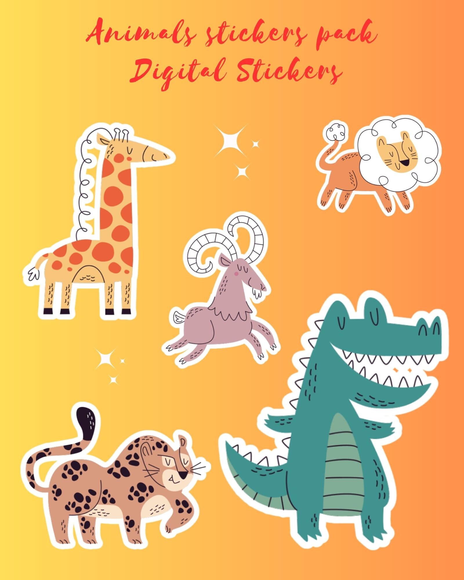 Animals Stickers Pack Digital Stickers Goodnotes Stickers - Etsy