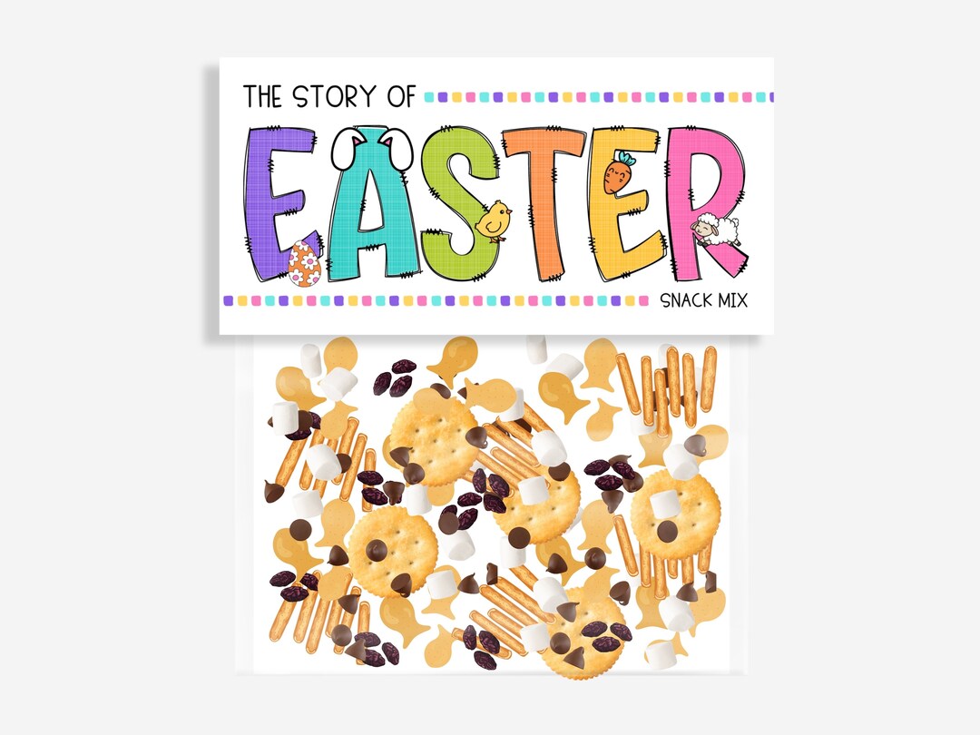 Printable Easter Story Snack Mix Tag and Bag Topper, Instant Download ...