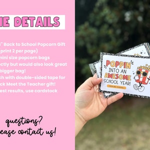 Poppin Into an Awesome School Year Popcorn Gift Tag for Back to School ...