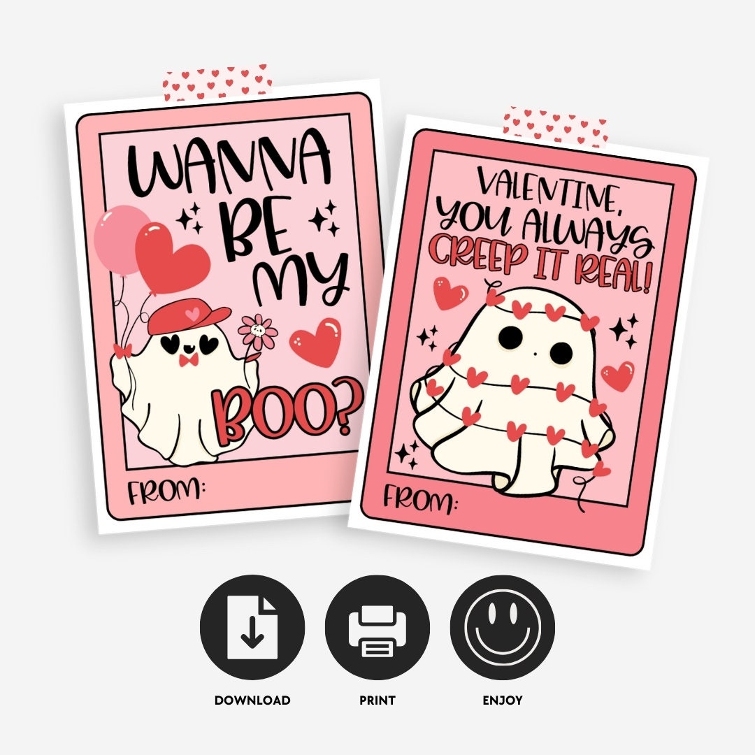 Ghost Classroom Horror Valentines, Retro Kids Valentine Cards ...