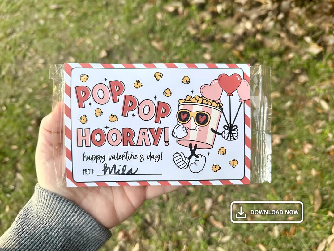 Valentine's Day Popcorn Gift Tag for Classmates, Printable School ...