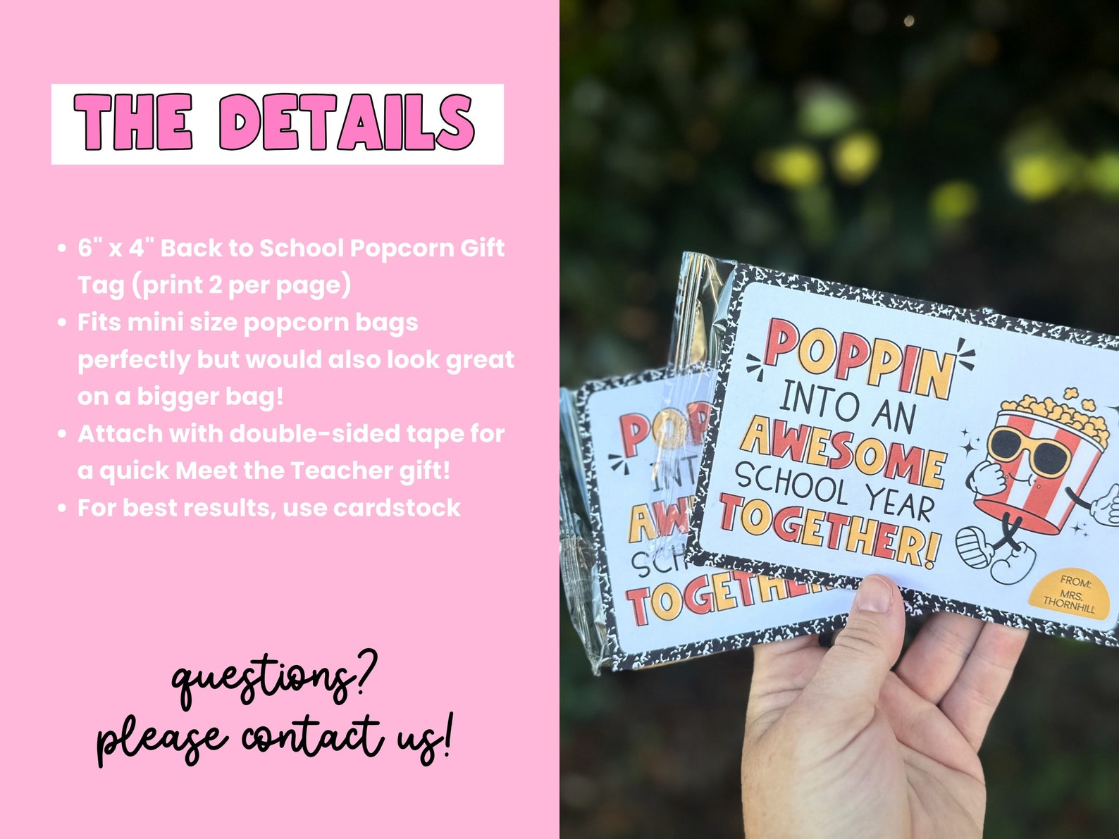 Poppin Into an Awesome School Year Popcorn Gift Tag for Back to School ...