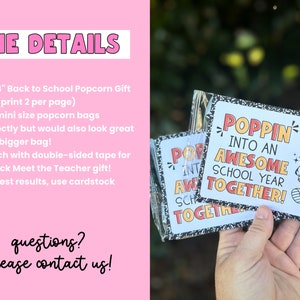 Poppin Into an Awesome School Year Popcorn Gift Tag for Back to School ...