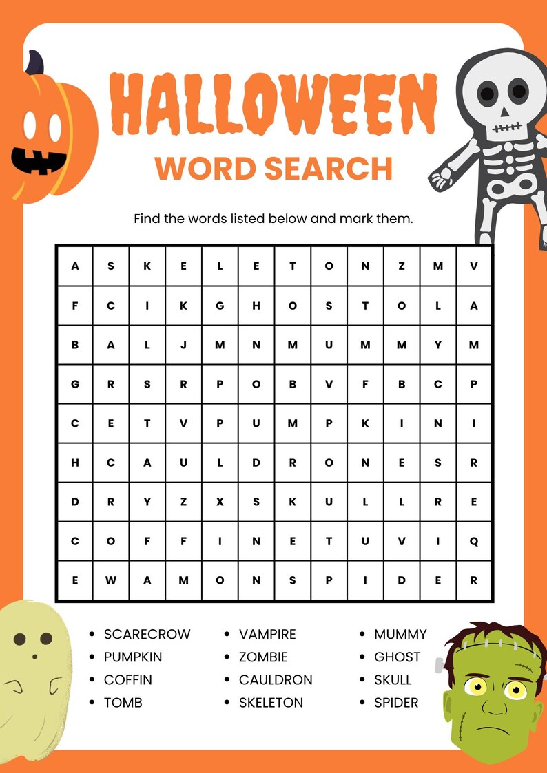 Printable Halloween Word Search Game: Spooky Classroom Activity (PDF ...