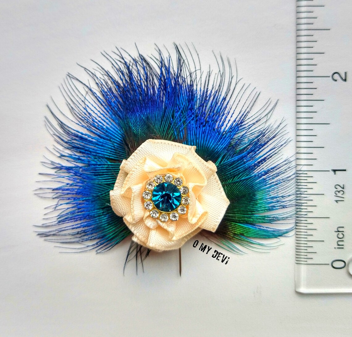 Jewelled Peacock Feather Pin - Etsy