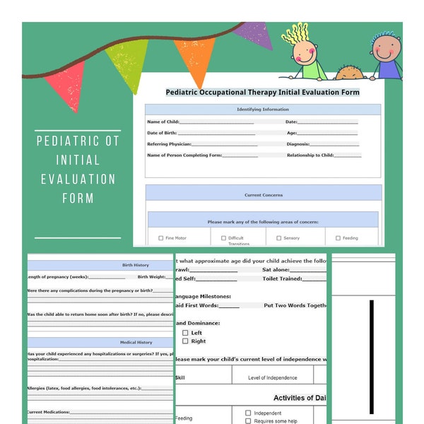 Pediatric Occupational Therapy Initial Evaluation Form - Etsy Canada