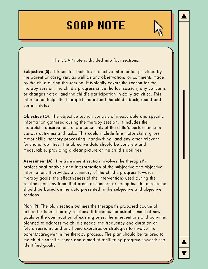 Occupational Therapy SOAP Note, SOAP Note Quick Guide, Pediatric ...