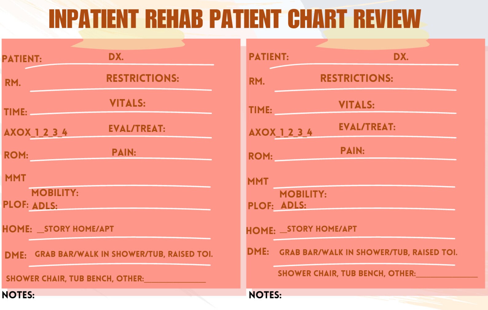 Occupational Therapy, Therapy Planner, Patient Chart Review Template ...