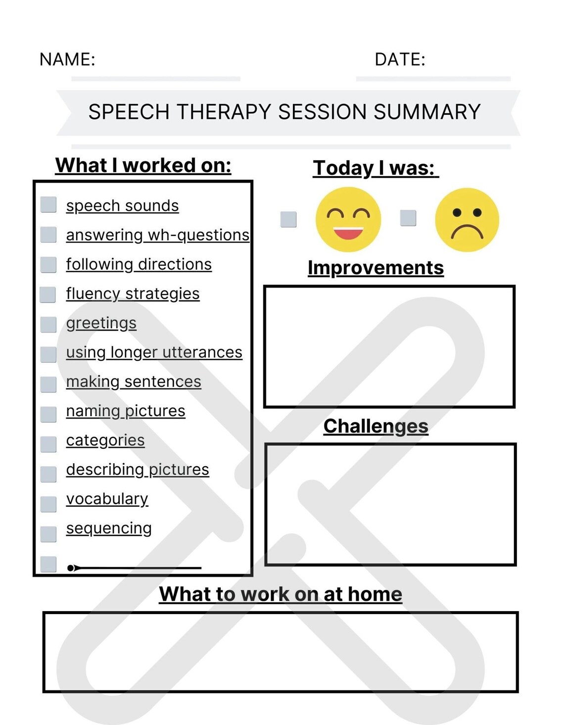 Speech Therapy Daily Session Note, SLP Session Summary, Speech ...
