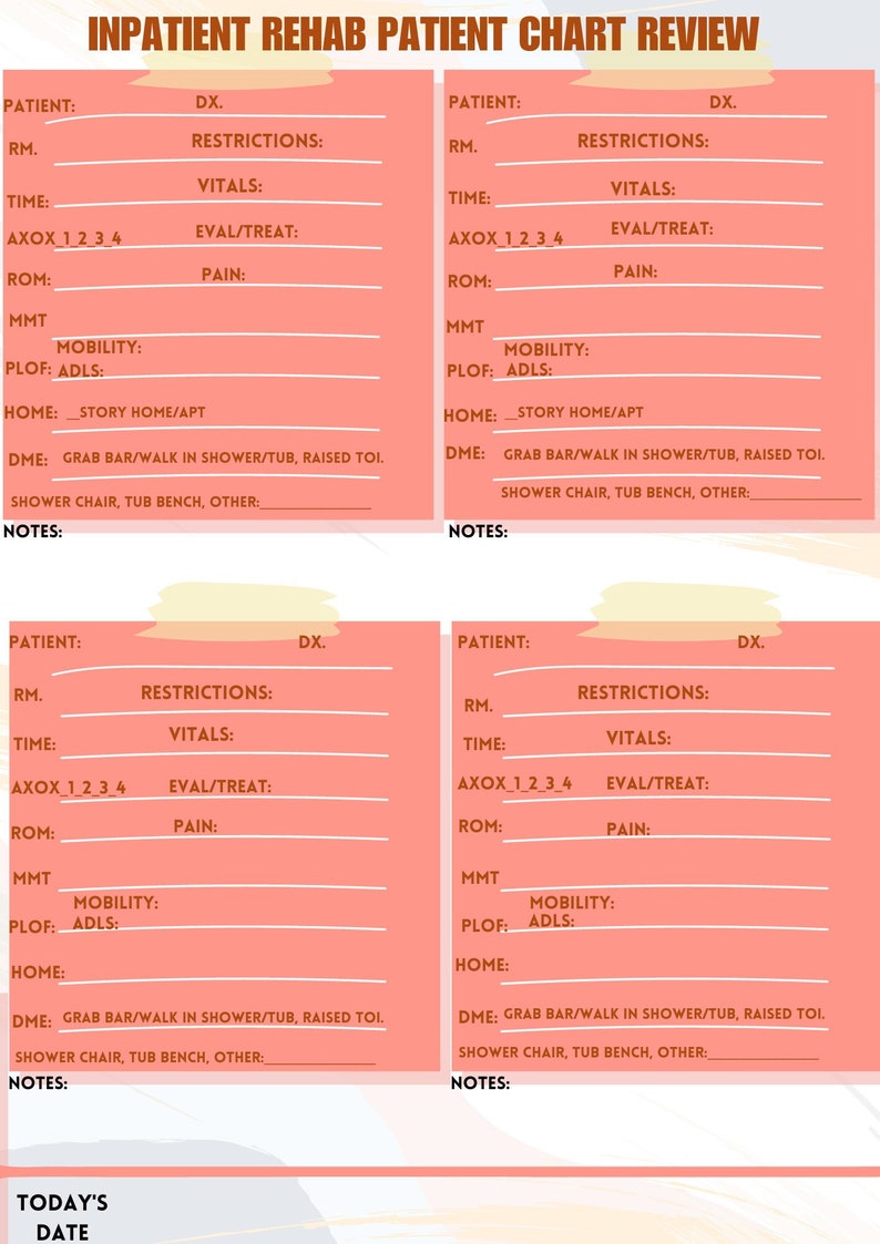 Occupational Therapy, Therapy Planner, Patient Chart Review Template ...