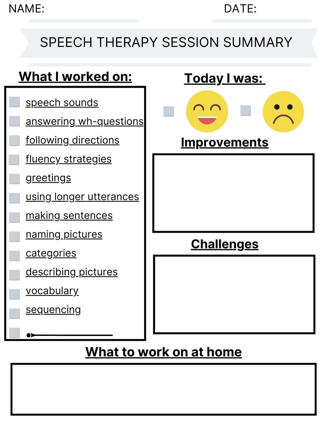 Speech Therapy Daily Session Note, SLP Session Summary, Speech ...